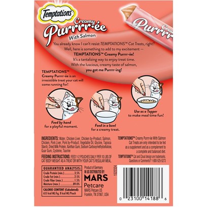 Buy Temptations Creamy Puree with Salmon Lickable Cat Treats Online ...